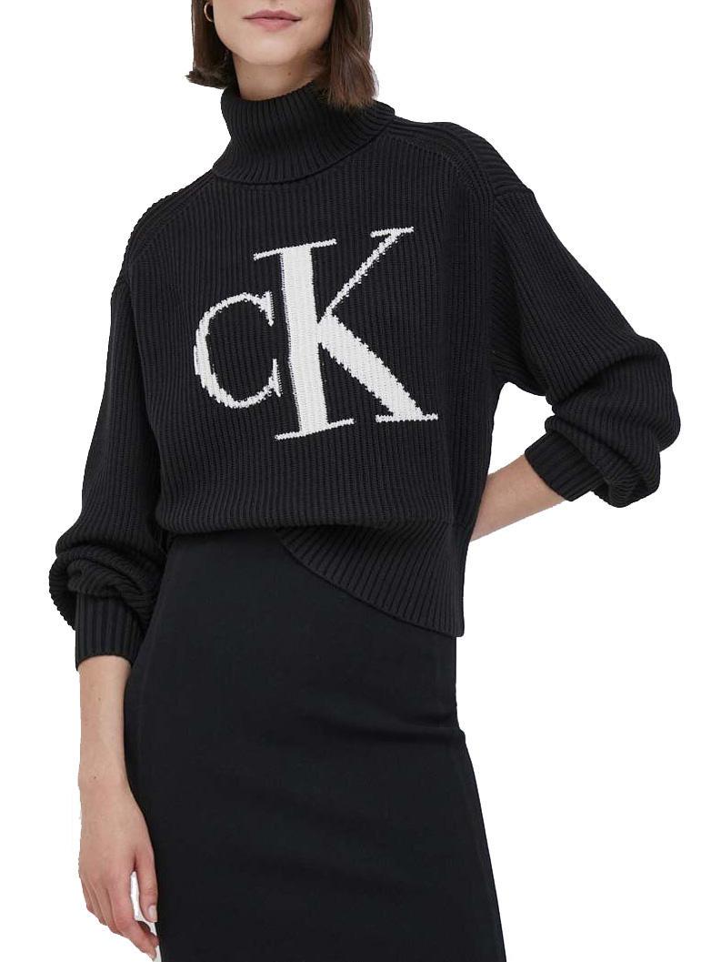 Calvin Klein Ckj Blown Up Loose Abrigo De Cuello Alto Ck Negro ...