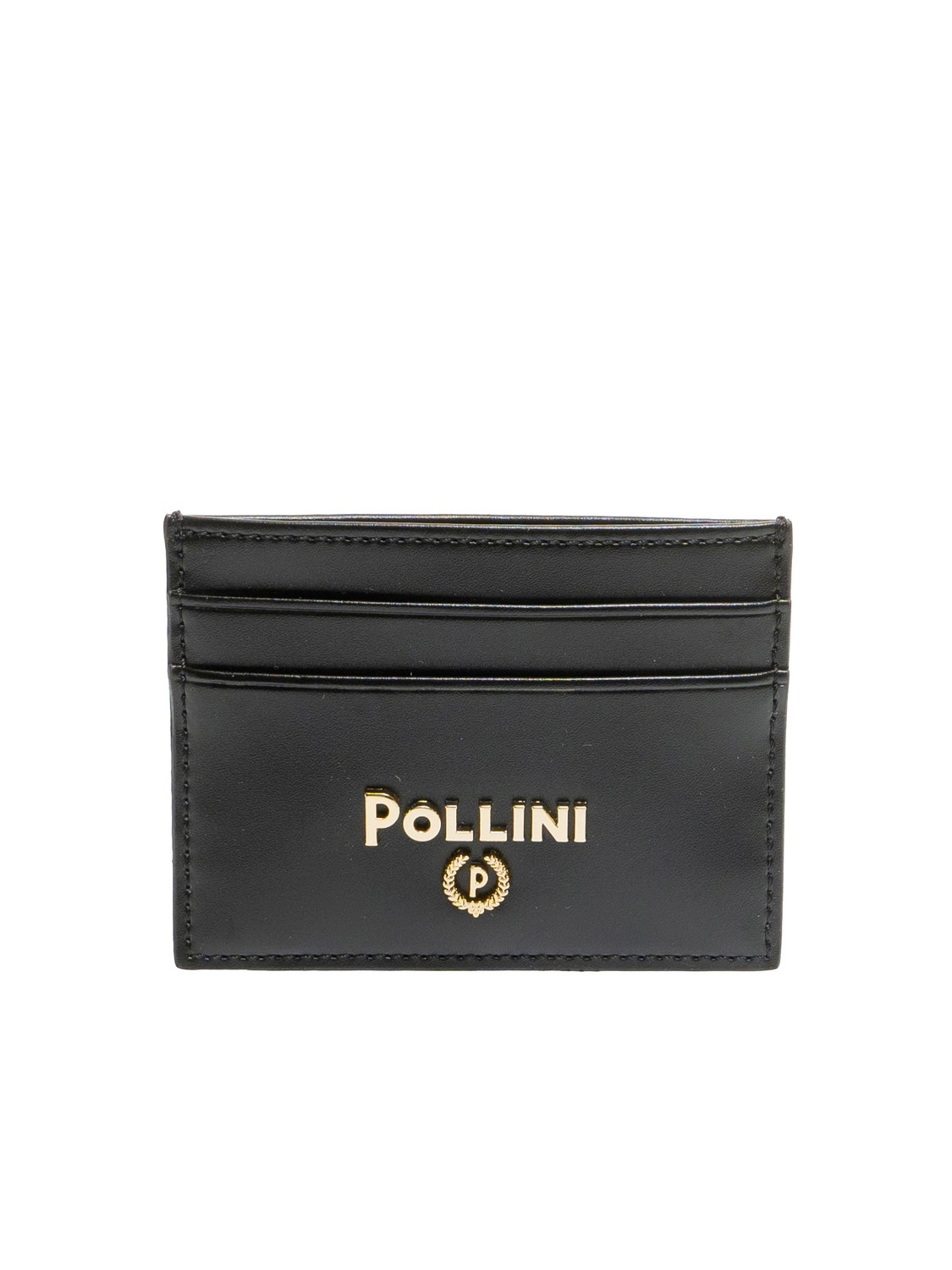 Pollini Metallic Logo Tarjetero Plano Negro - ¡Compra A Precios De Outlet!