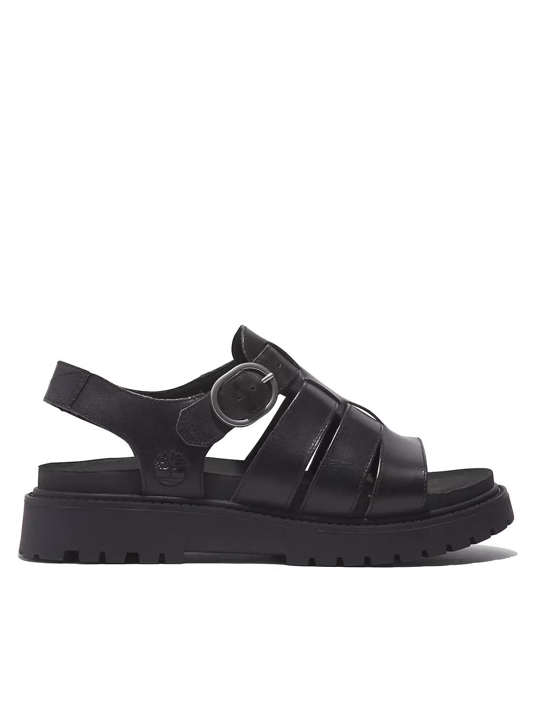 Timberland Clairemont Way Sandalia Banda Piel Negro De Grano Completo ...